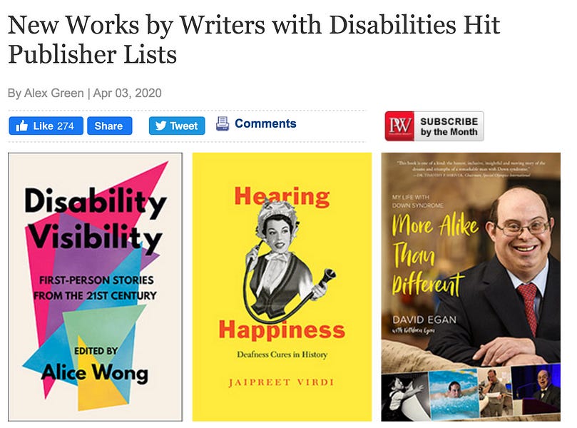 First press about DISABILITY VISIBILITY - by Alice Wong